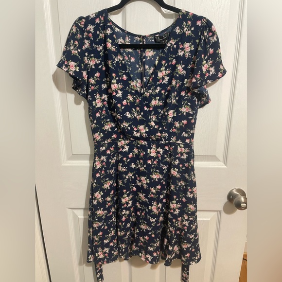 Trixxi | Dresses | Navy Blue Summer Dress With Pink And White Floral ...